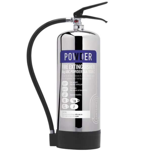Contempo 9kg Powder Stainless Steel Fire Extinguisher — Fire Prevention ...